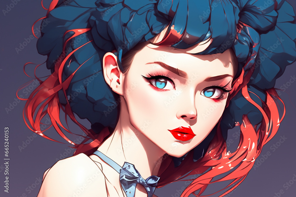 Anime face of women illustration. Avatar for a social network. Flat ...