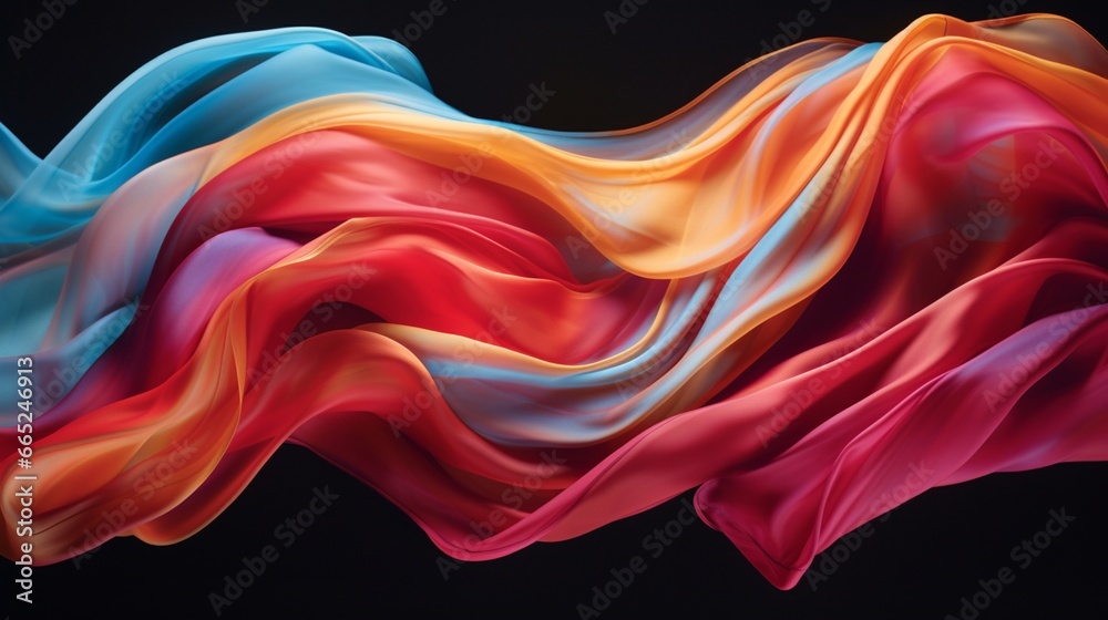Shape a 3D illusion of cascading silk ribbons, each flowing with a ...