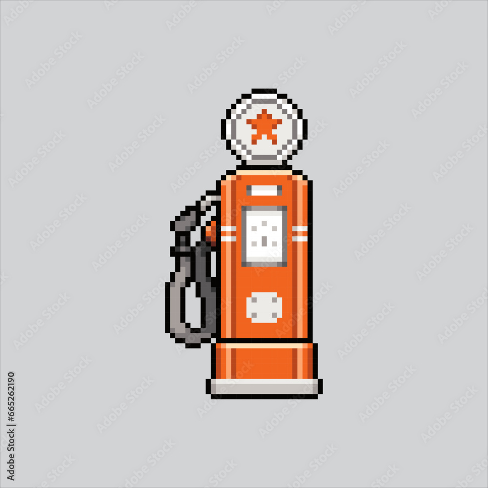 Vetor de Pixel art illustration gas station. Pixelated gas pump. gas ...