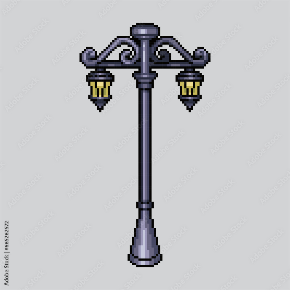 Pixel art illustration street light. Pixelated street lamp. street ...