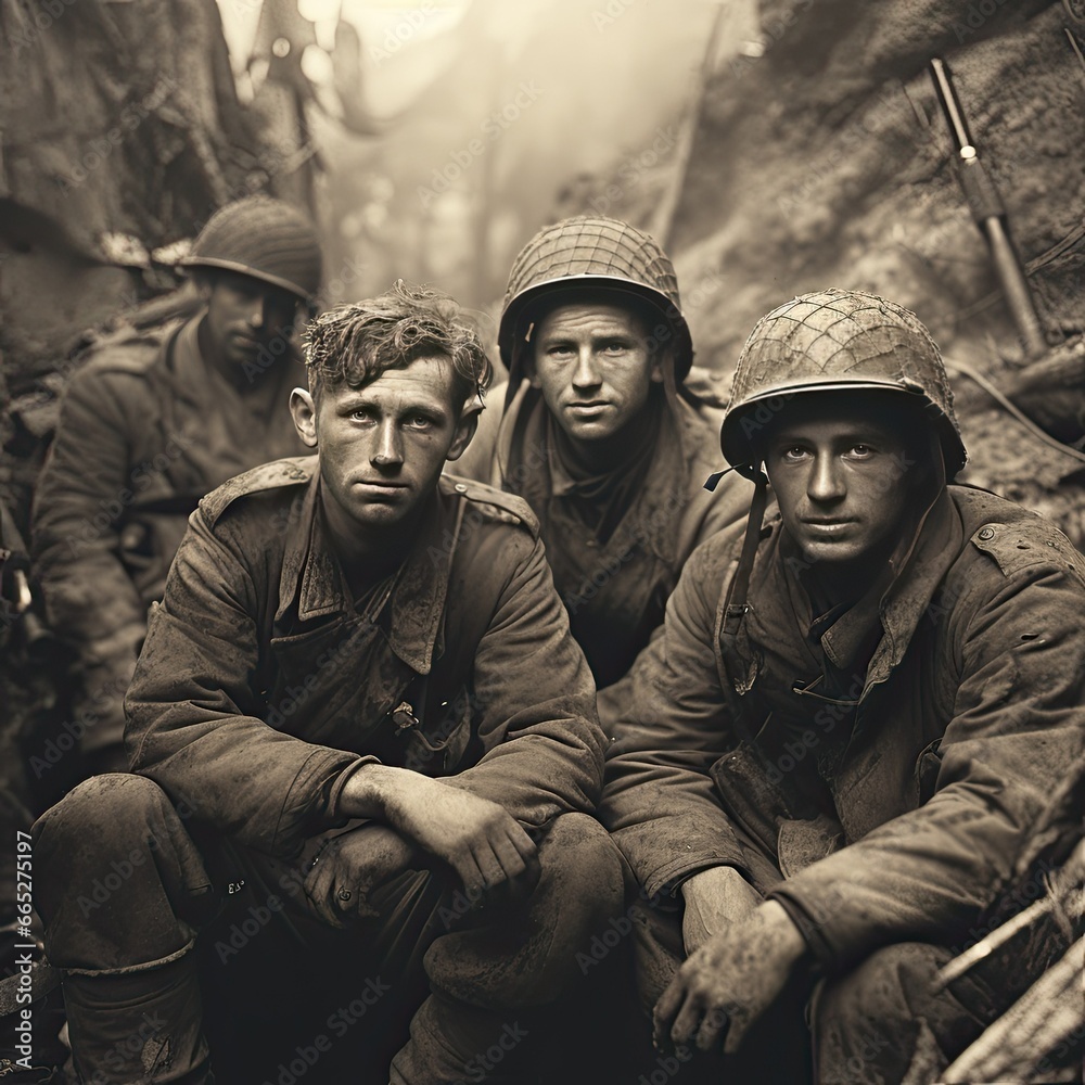 Archival Solder Forces Photo Holding Rifles Military Victory D Day ...