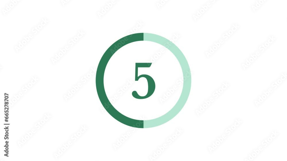 10 seconds retro and classical green countdown timer with circle on ...