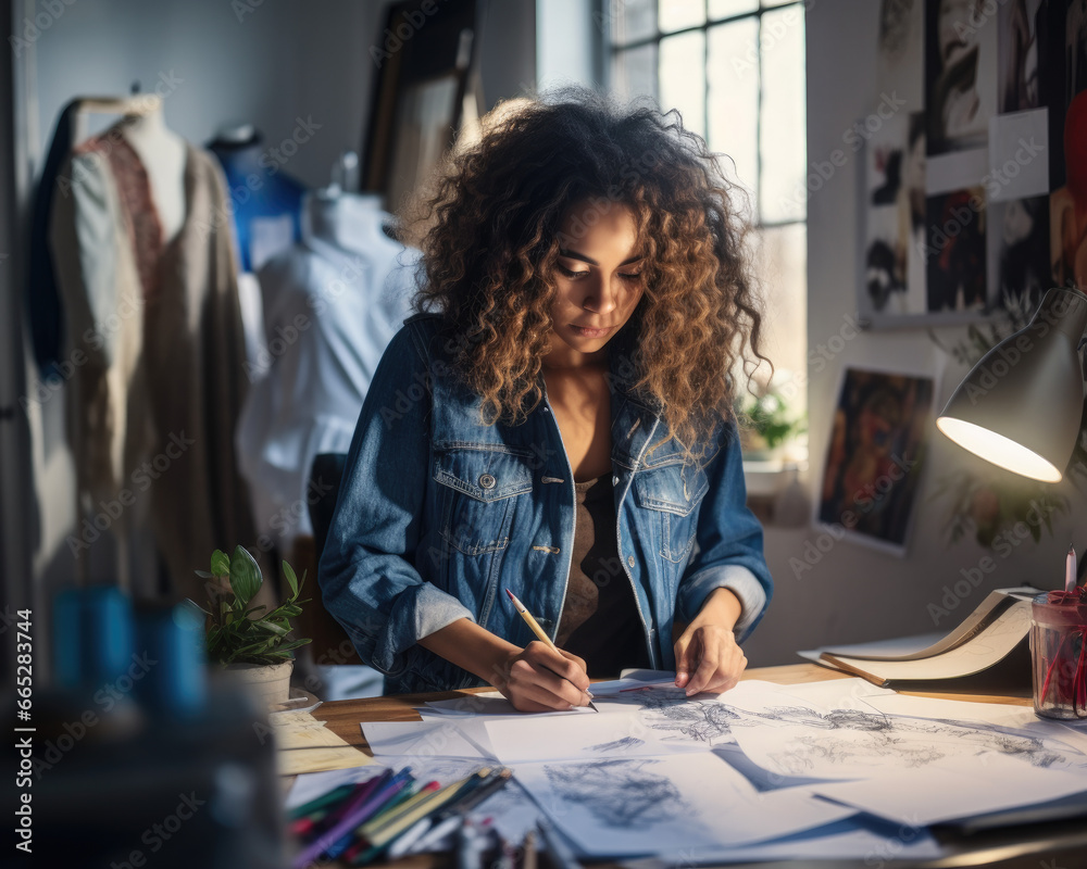 Boundless Creativity: Up-and-Coming Black Fashion Designer Sketching ...