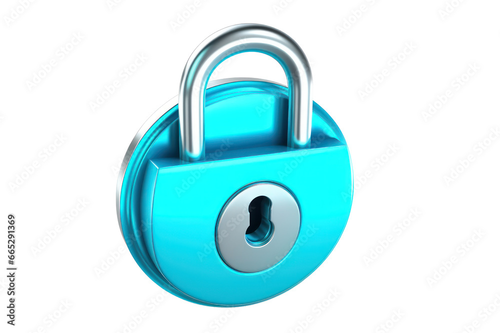 Blue lock,unlock key icon in 3d style isolated on transparent ...