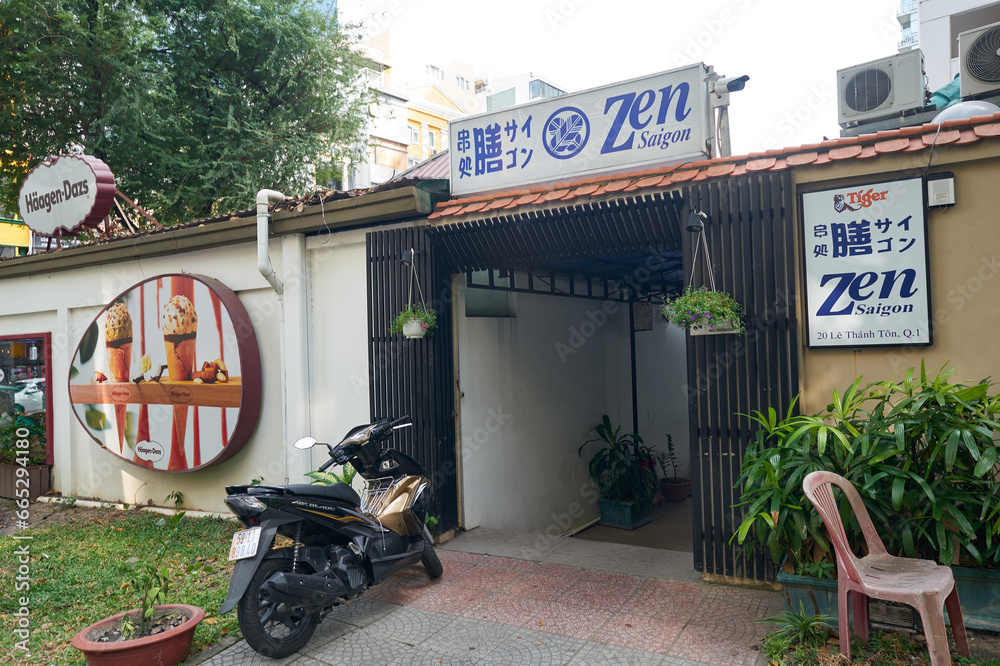HO CHI MINH CITY, VIETNAM - MARCH 25, 2023: entrance to Zen Saigon ...