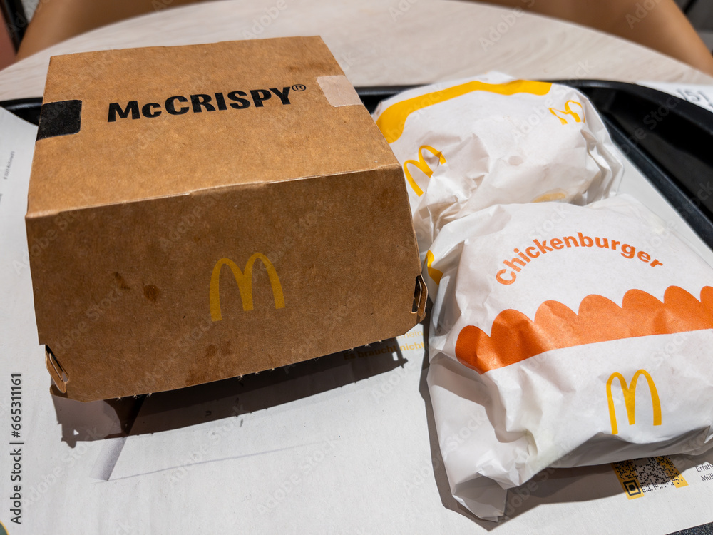 Classic McDonald's Chicken Burger, Cheeseburger, and McCrispy on a Tray ...