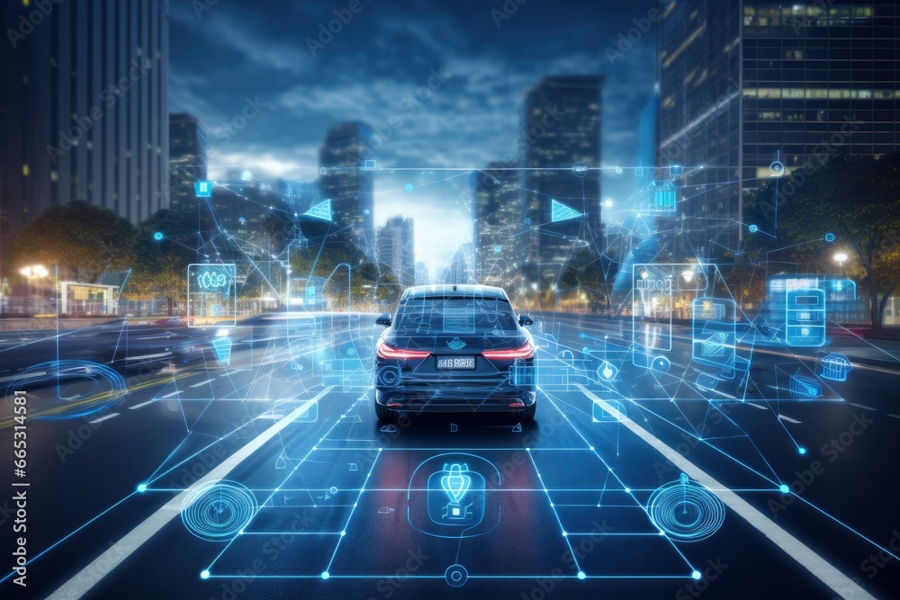 Modern smart car technology intelligent system using Heads up display ...