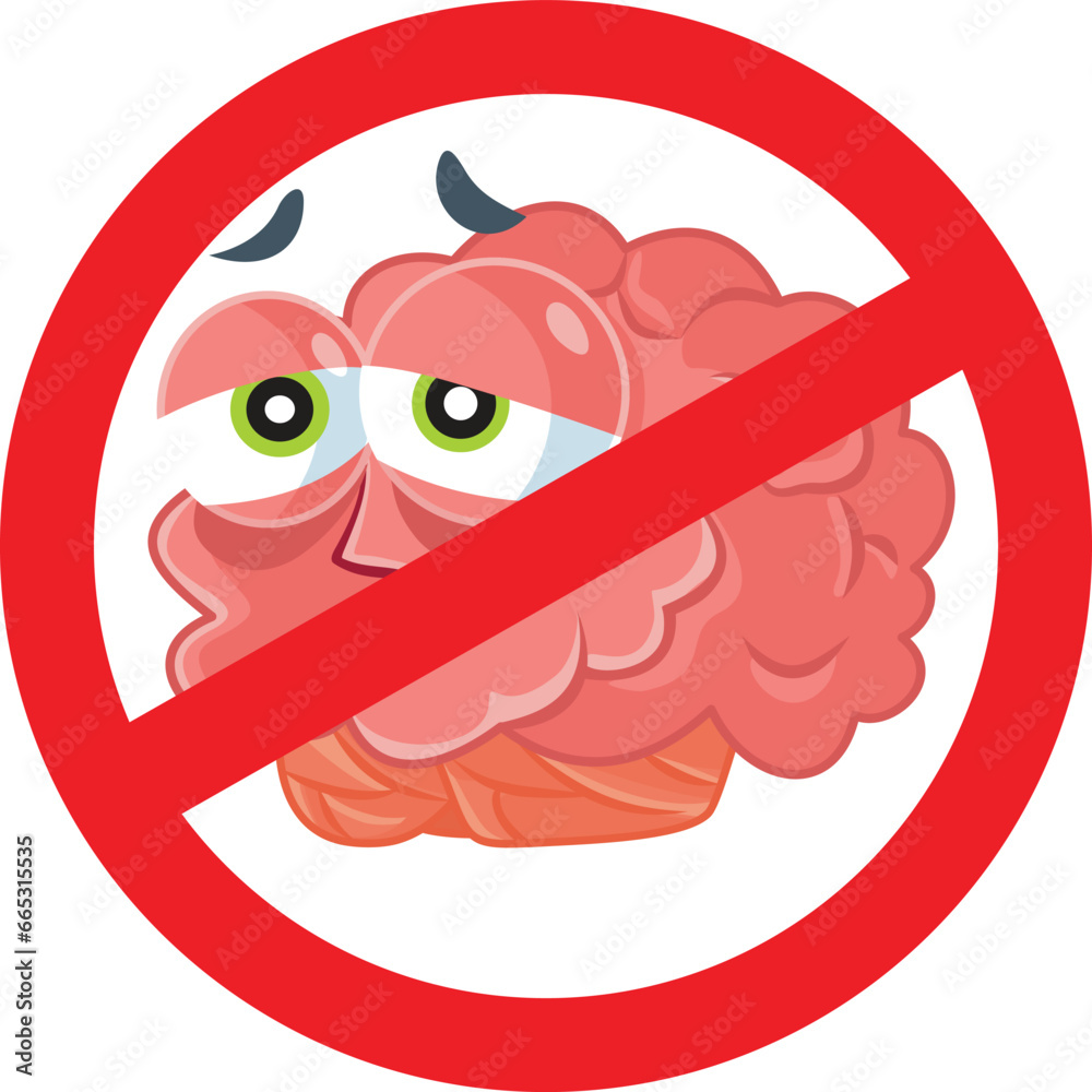 Vetor de Funny Silly No Brain Sign Vector Cartoon Illustration. No ...