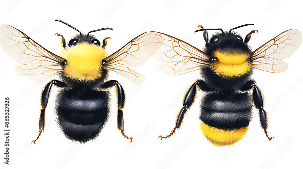 Watercolor Set of bee elements collection clipart . generative ai Stock ...