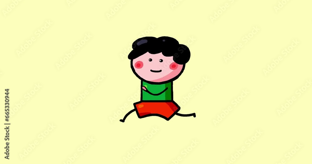 Cartoon kid character animated boy Tomek isolated running non stop ...