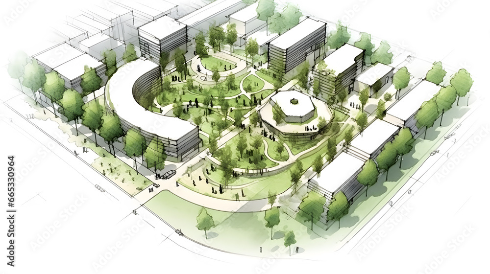Urban project planning. Green sustainable design, creating eco friendly ...