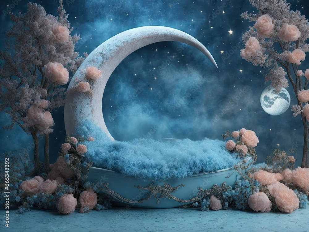 Moon Newborn Digital Backdrop, NEWBORN DIGITAL BACKDROP, for Baby Girl ...