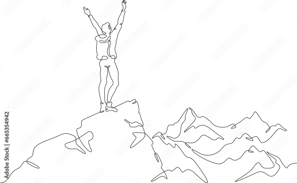 One continuous line drawing.Linear. Hand drawn,white background. Man on ...