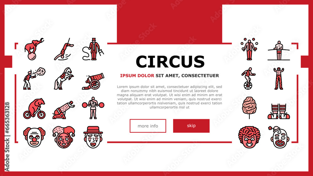 circus carnival vintage show landing web page vector. retro ...