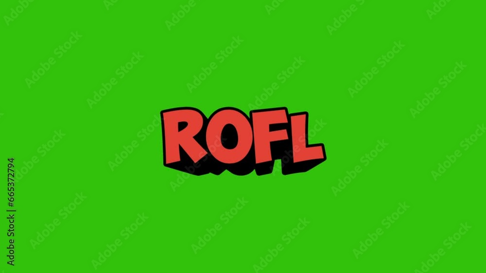 rofl 3D Shiny Text on green background animation. 4K motion animation ...
