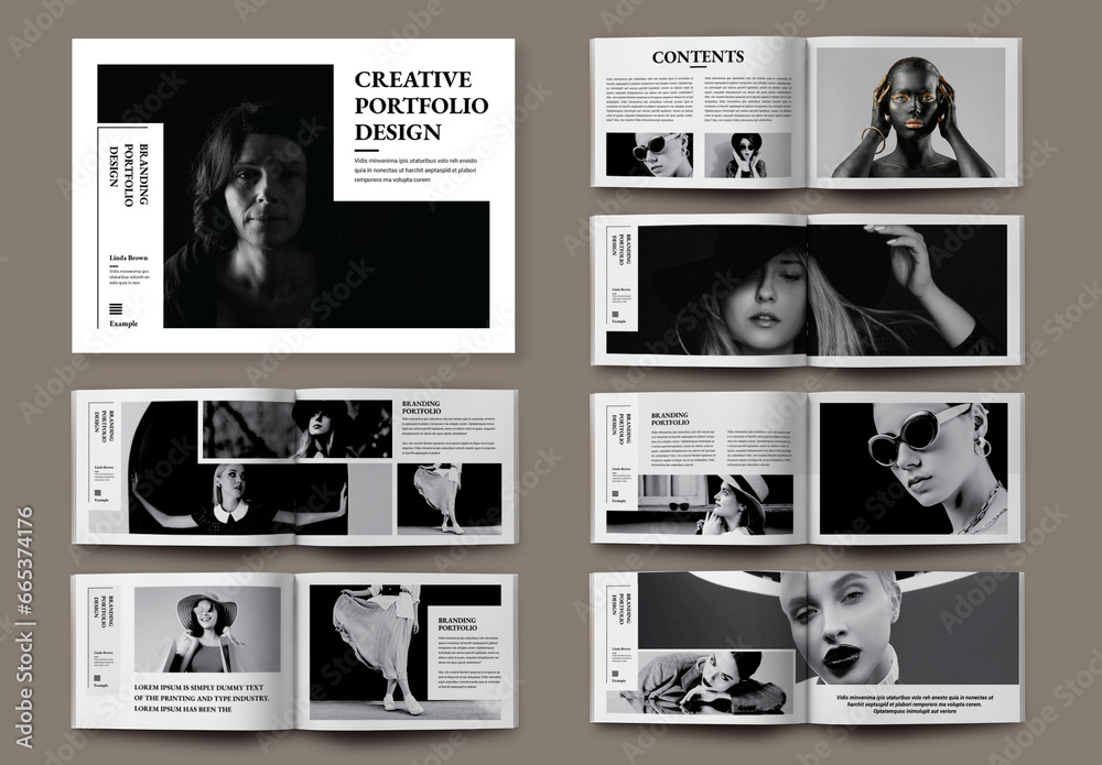 Black and White Portfolio Layout Stock Template | Adobe Stock