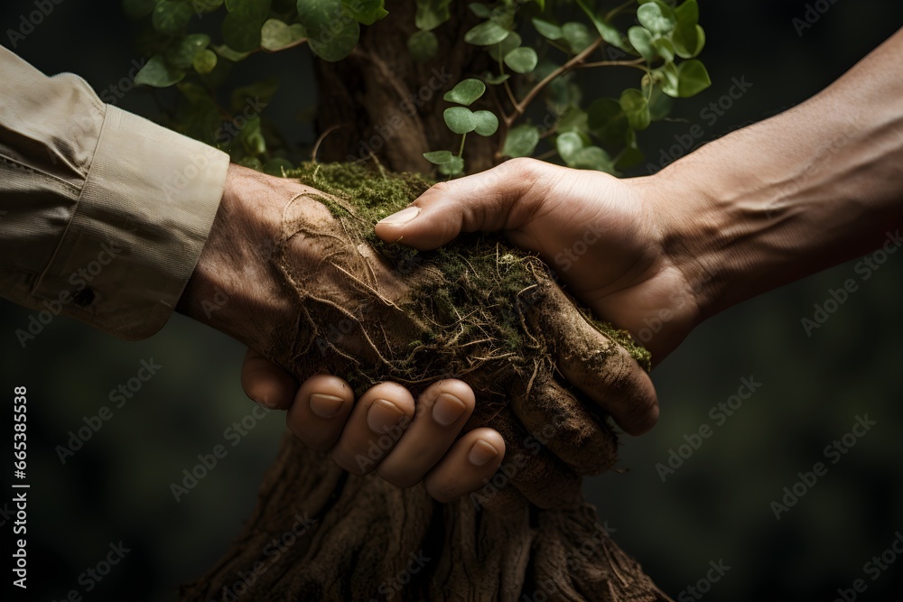 A poignant handshake between man and tree symbolizes humanity's pact ...