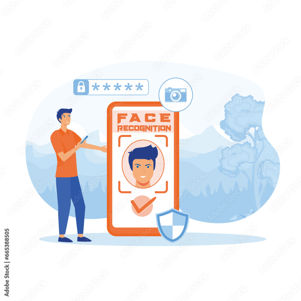 Face recognition system development online service or platform. Facial ...