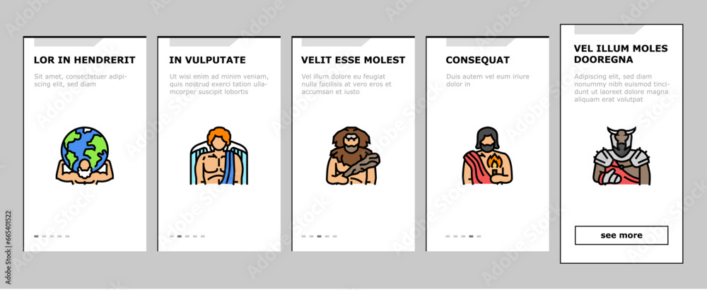 greek god mythology ancient onboarding mobile vector. goddess art ...