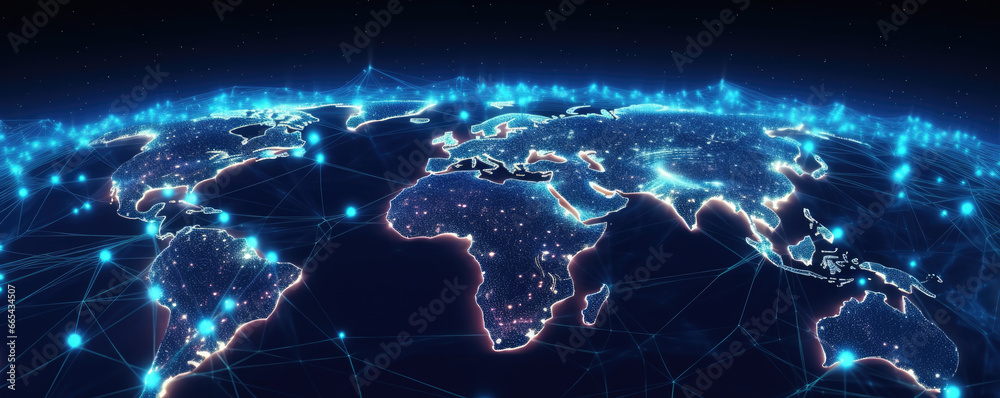 Map grid connection of the planet earth. Global network design ...