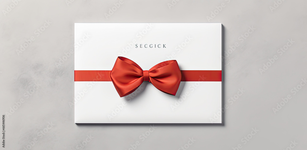 white paper card with red bow with red ribbon isolated Psd, in the ...