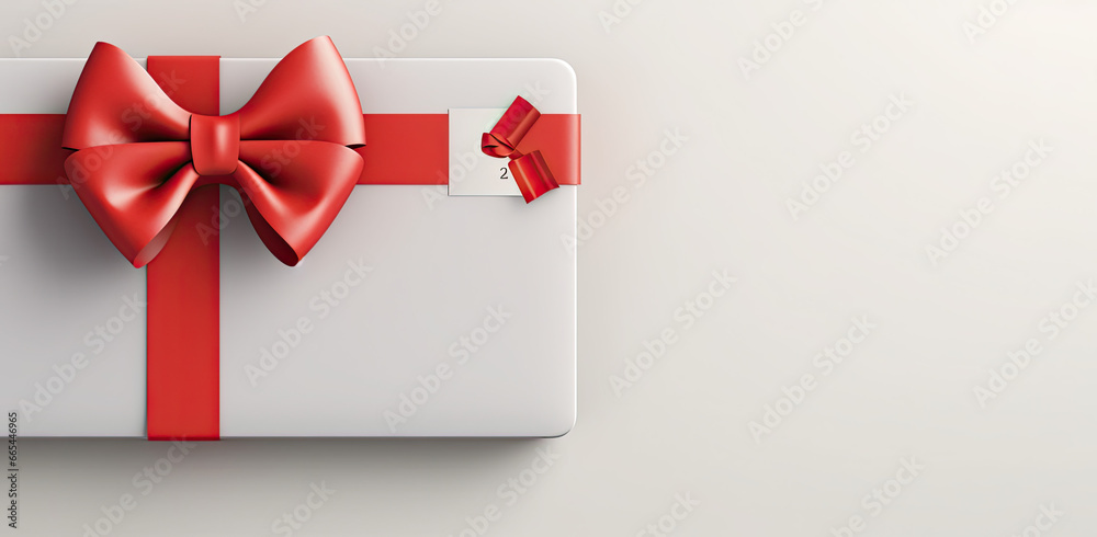 white paper card with red bow with red ribbon isolated Psd, in the ...