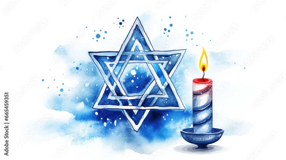 Star of David and candle, symbol of Jewish identity and Judaism Stock ...
