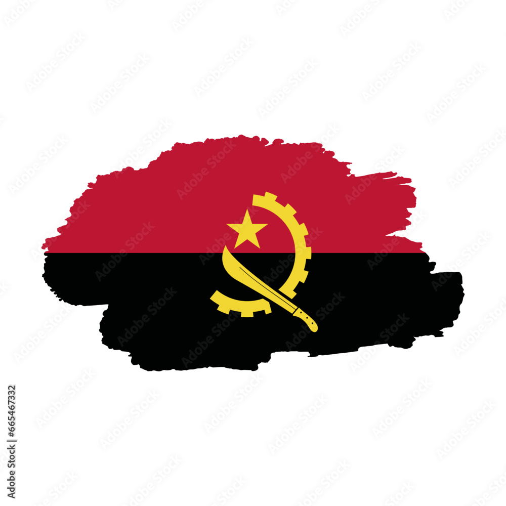 National flag of Angola with brush stroke effect on white background ...