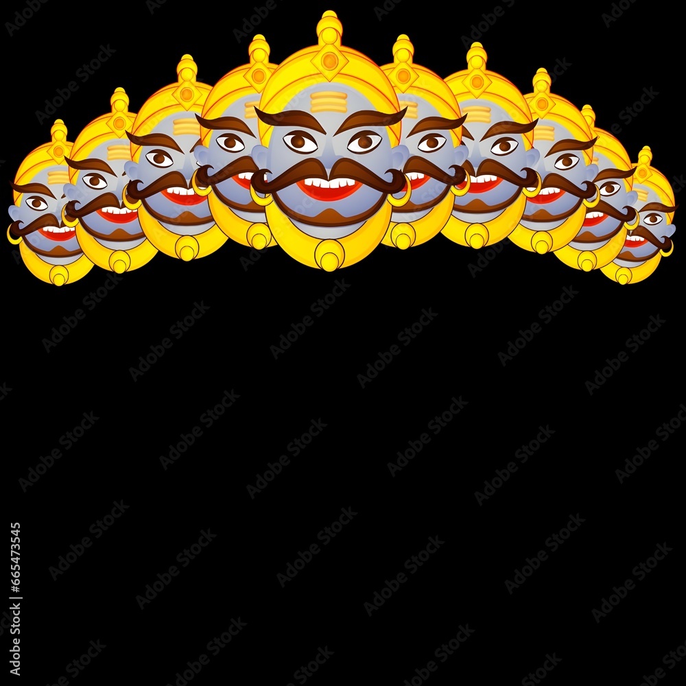 Cartoon Character of Happy Demon Ravana with His Ten Heads. Stock ...