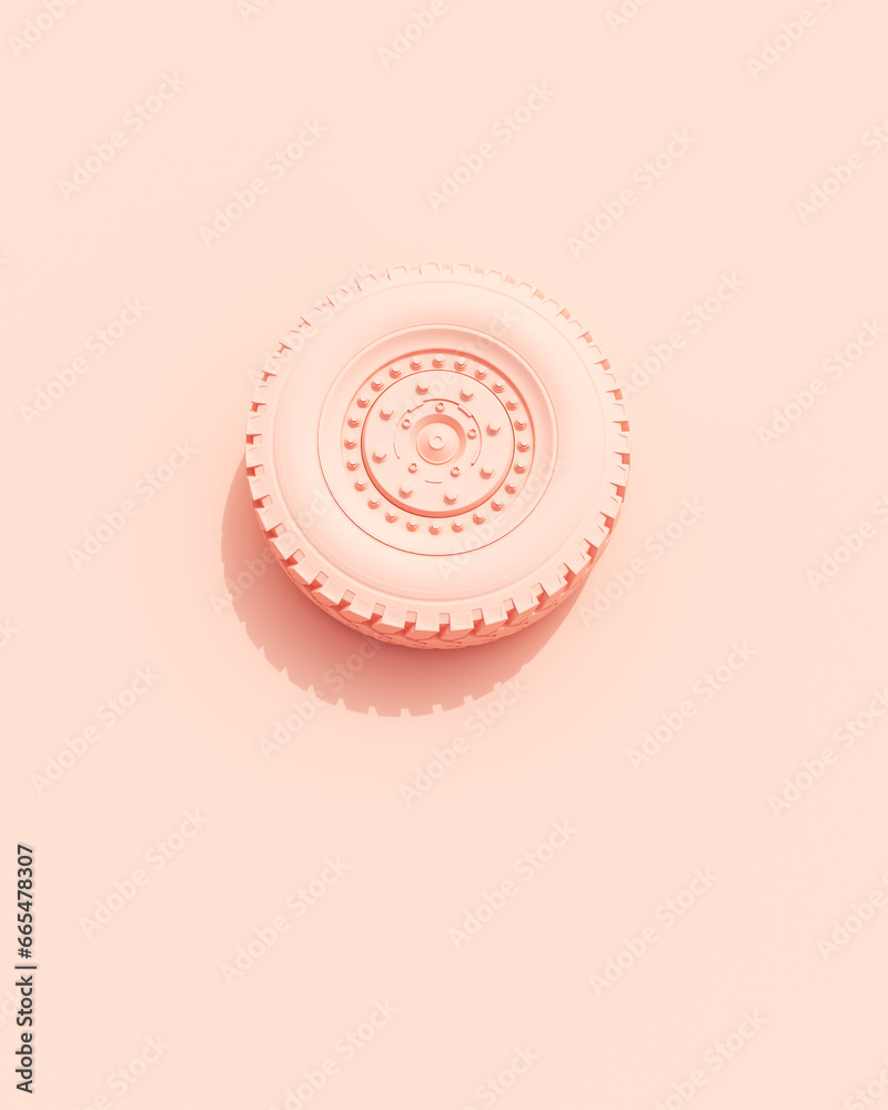 Rose pink wheel tyre round truck design element pink peach background ...