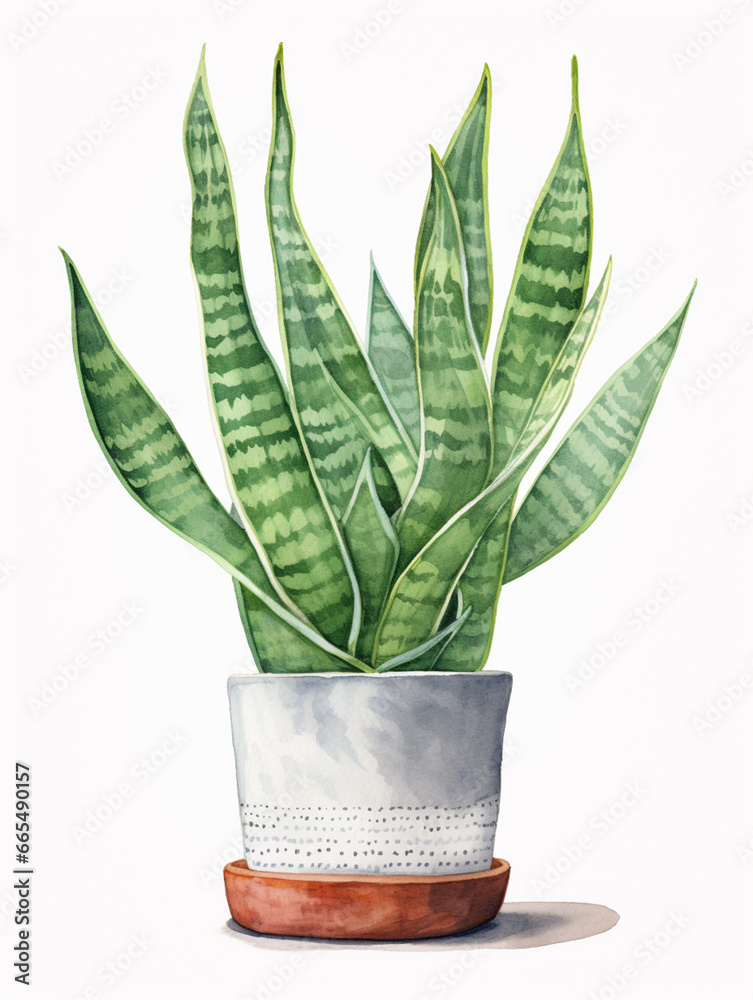 HOUSE PLANTS - Watercolour Collection { No4 } - Snake Plant - Mother-in ...
