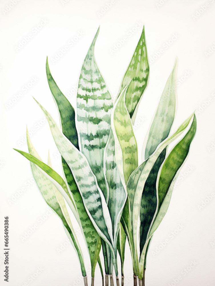 HOUSE PLANTS - Watercolour Collection { No4 } - Snake Plant - Mother-in ...