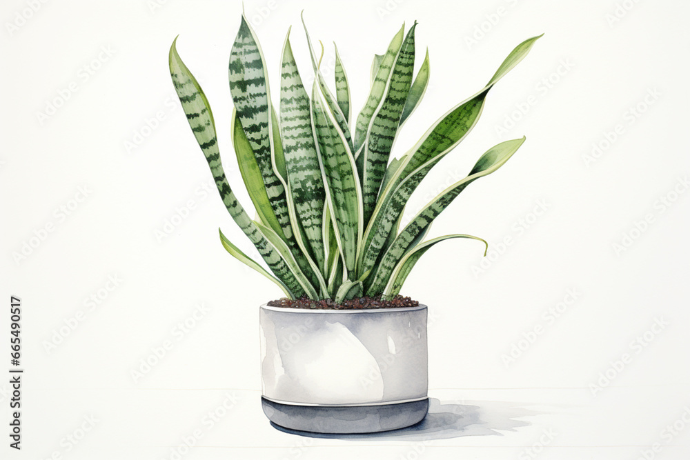 HOUSE PLANTS - Watercolour Collection { No4 } - Snake Plant - Mother-in ...