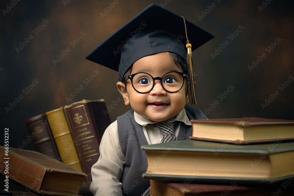 Indian cute little boy in graduation gown Stock Photo | Adobe Stock