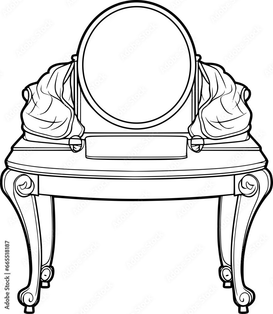 outline illustration of dressing table for coloring page Stock Vector ...