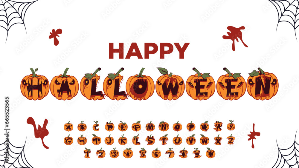 scary cartoon pumpkin with alphabet on it, letter monster pumpkin For ...