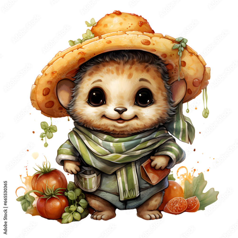 Charming Watercolor Cute Mascot and Fresh Fruit Characters, Isolated on ...
