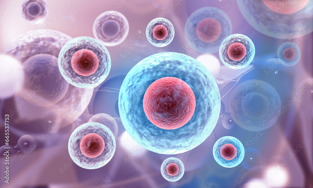 Human cells anatomy blue color. 3d illustration.. Stock Illustration ...