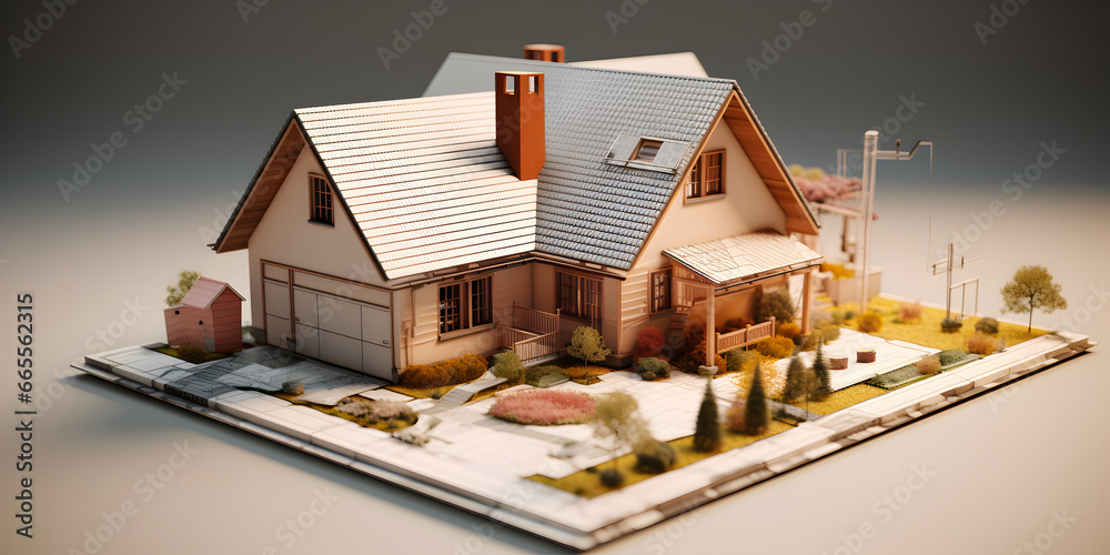 Volumetric project of house Layout of a house with an open roof ...