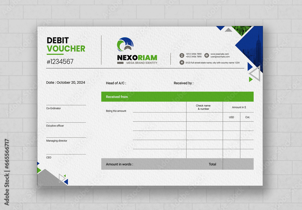 Debit Voucher Template Stock Template | Adobe Stock