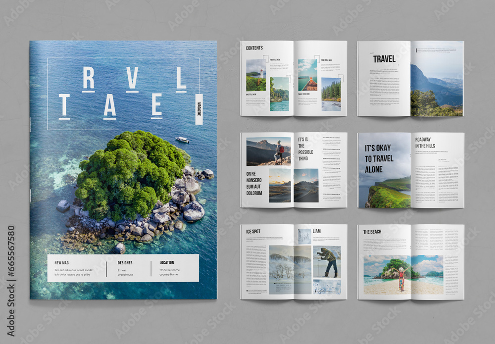 Travel Magazine Layout Design Stock Template | Adobe Stock