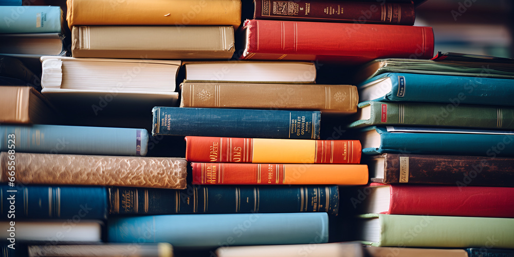 stack of books in university college library Books Background Images ...