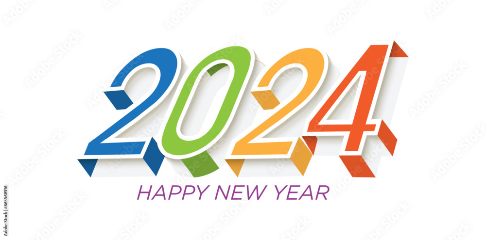 Vetor de happy new year 2024 design. with illustration of numbers that ...
