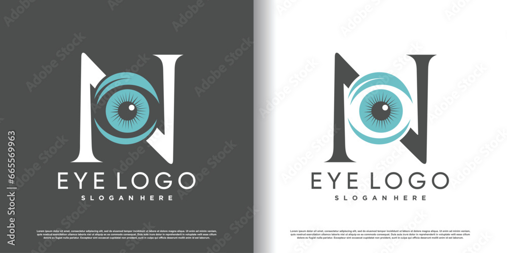 initial letter n logo design template with eye concept premium vector ...