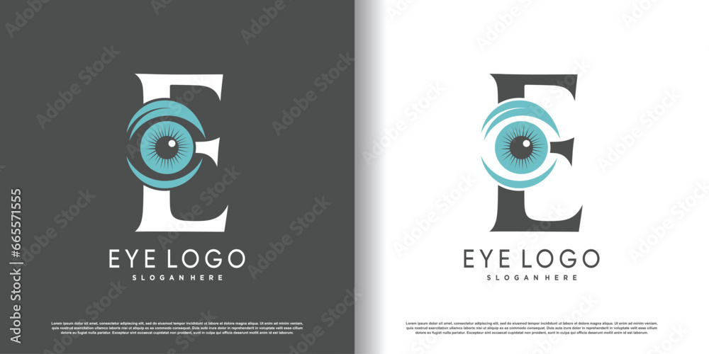 initial letter e logo design template with eye concept premium vector ...