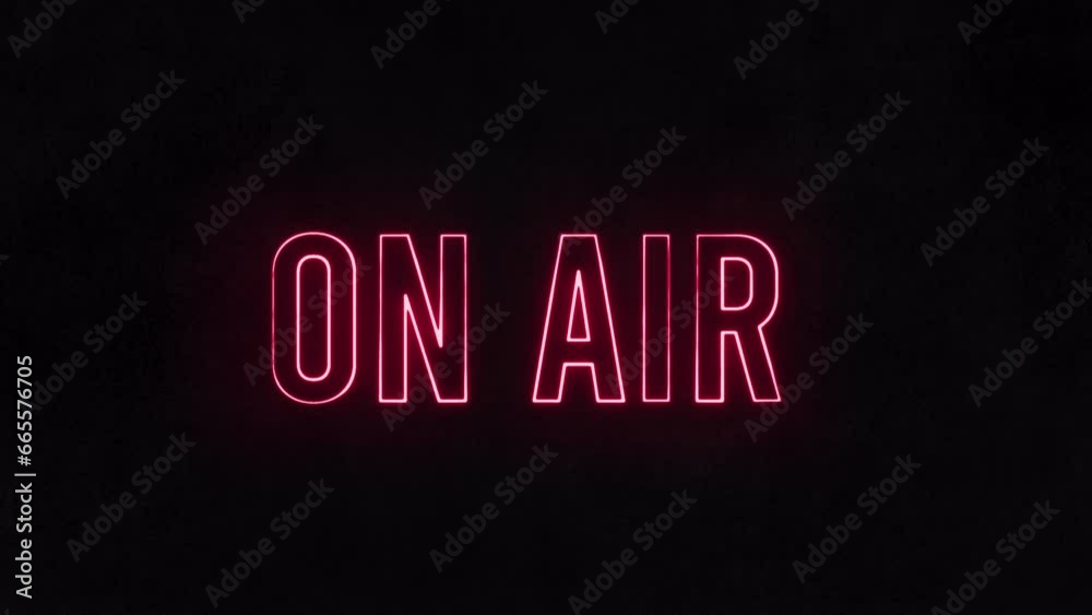 On air neon sign. Appearance animation. Radio live recording icon. Red ...