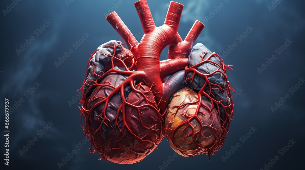 A Detailed Medical Illustration of the Human Heart, Cardiac Anatomy ...