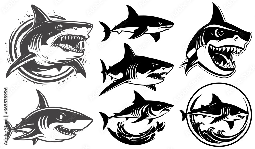 cartoon shark logo. Shark.Bull shark.Vector illustration ready for ...