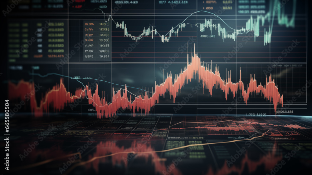 Stock market crash background design. Financial data analyze. Red bar ...