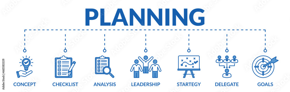 Banner of planning web vector illustration concept with icons of ...